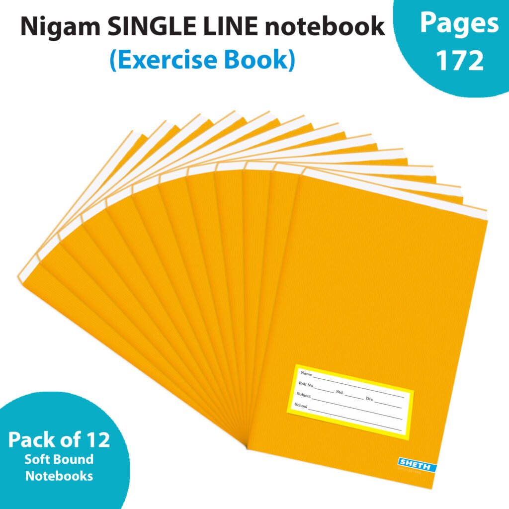 Nigam Single Line Long Note Book 172 Pages Soft Bound 16.5 X 27 cm (Set ...