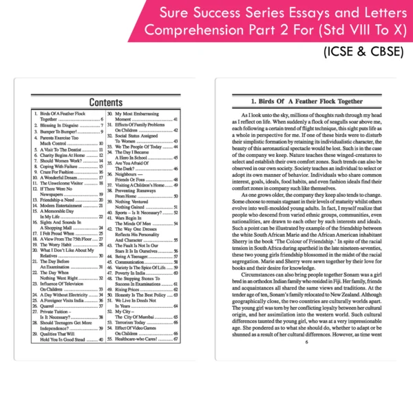 Sure Success Series Essays Letters Comprehension Part 2 for Std VIII to ...