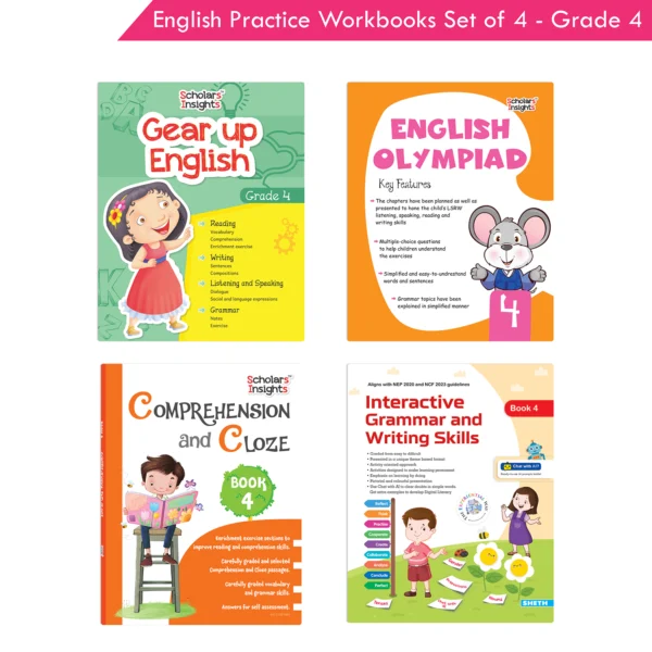 Grade 4 English Practice Workbooks Set of 4: Gear Up English, English ...